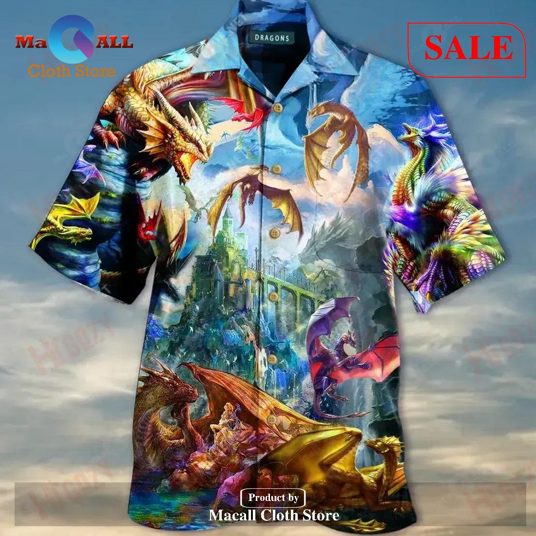 Amazing Dragon Short Sleeve Shirt Summer Tropical Crazy Shirts For Men