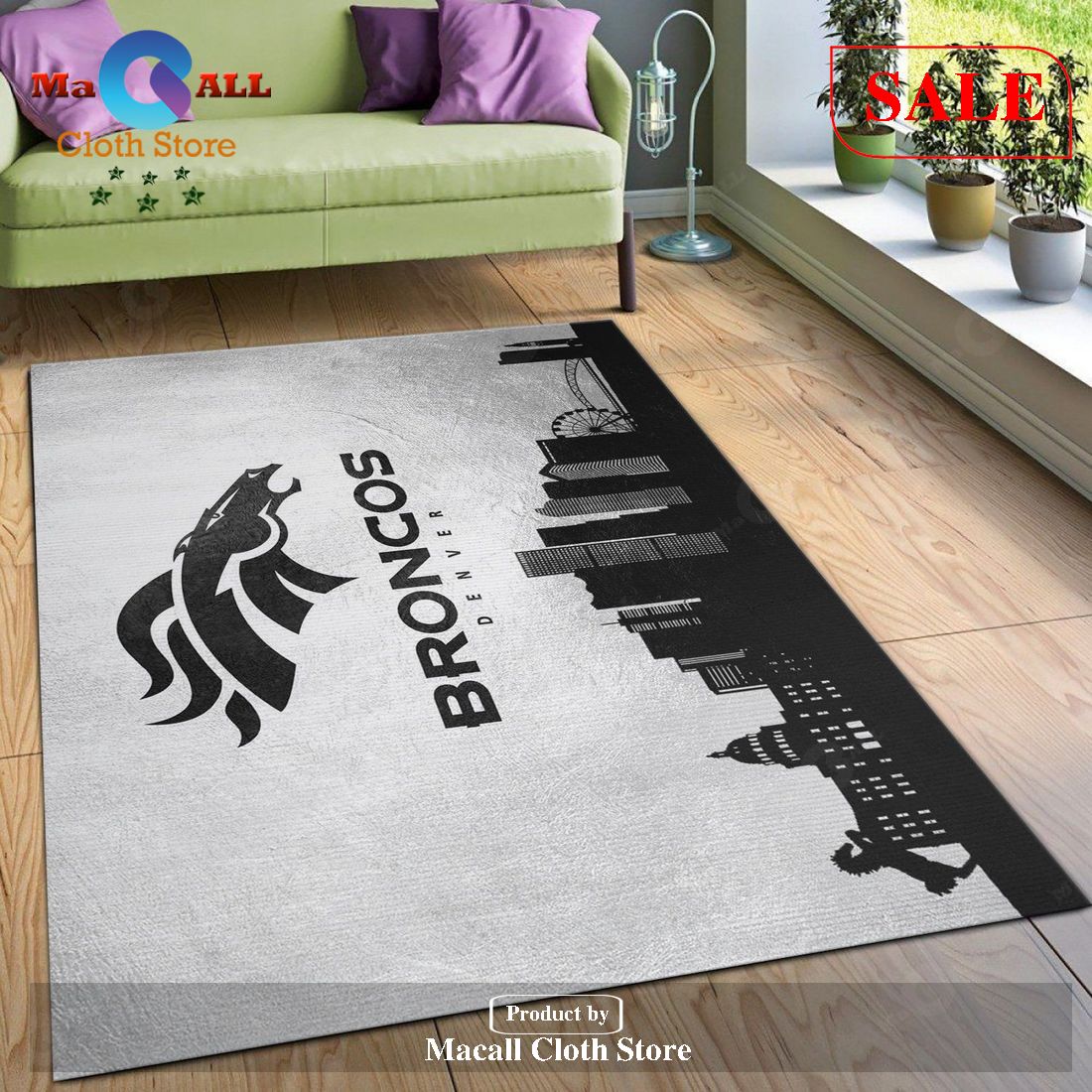 [SALE] Denver Broncos Skyline NFL Area Rug Carpet, Living Room Rug ...