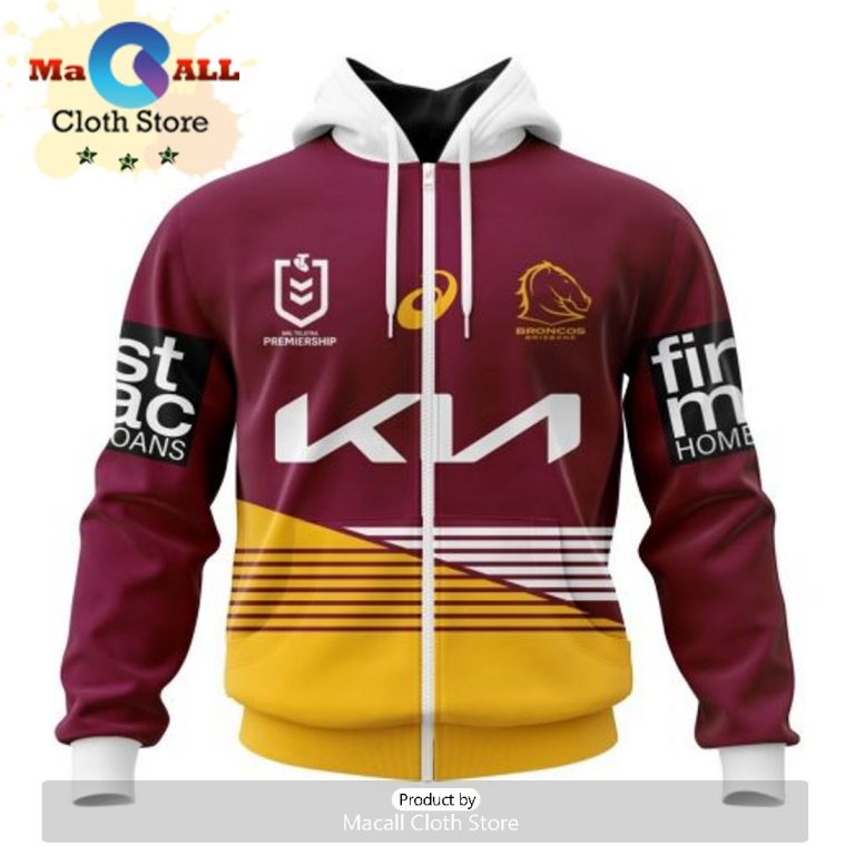 Personalized NRL Brisbane Broncos Zip Hoodie 3D - Macall Cloth Store ...